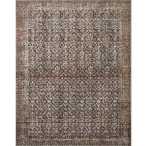Loloi Amber Lewis Billie Collection, Ink & Salmon 2'-6" x 12'-0" Area Rug – Antique & Distressed Accent Rugs for Living Room, Bedroom, Entryway & Hallway, No Shed High Traffic Area Home Decor Rug