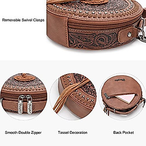 Wrangler Small Purses for Women Western Fringe Purses Crossbody Hanbags Bags Brown WG33-118BR