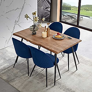 Homedot Dining Chair Set of 4 Simple Design Home Chair Armless Living Chair for Dining Table,Upholstered Chair Velvet Comfortable Bedroom Chair with Stainless Metal Legs for Unisex,Navy Blue