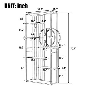 TRIPLE TREE 6 Tiers Bookcase,Open Bookshelf with Black Metal Frame,Storage Large Book Shelf Furniture for Living Room Bedroom Home Office
