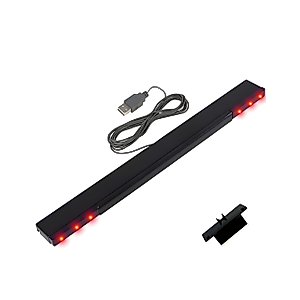 Tuboopy Wii Sensor Bar Replacement for Nintendo Console - Wired USB Infrared IR Light Stand for Wii U Motion Ray Dolphin（Black）