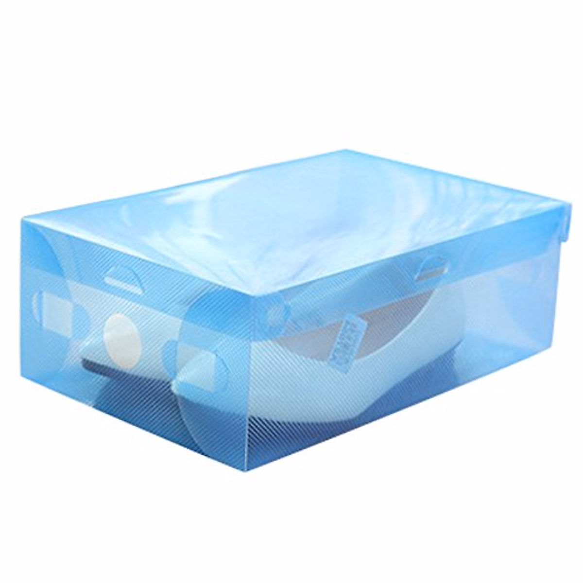 shamoluotuo Stackable Sneaker Boxes with Flip Clear Plastic Foldable Shoe Box Organizer Cube Storage Bin for Mens Women Shoes Stackable Shoe Racks for Closets and Entryway, 1 Pack, Blue