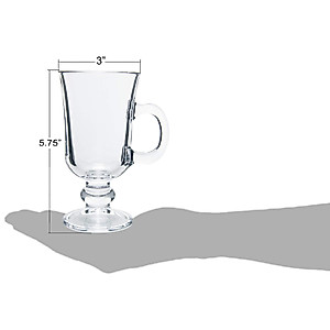 Red Co. Original Footed Clear Glass Irish Coffee Mug, Set of 6-7.75 Ounce