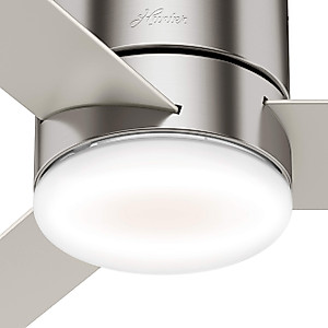 Hunter Fan 44 inch Low Profile Brushed Nickel Indoor Ceiling Fan with Light Kit and Remote Control for Bedroom, Living Room, Kitchen, Office (Renewed)