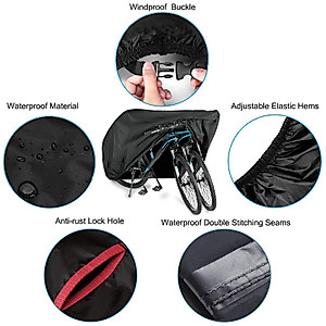 WAEKIYTL Bike Cover Waterproof Outdoor XL XXL Bicycle Cover for 2 Bikes Oxford Fabric Rain Sun UV Dust Wind Proof Motorcycle Covers for Mountain Road Electric Bike Tricycle Cruiser - Black XXL 420D