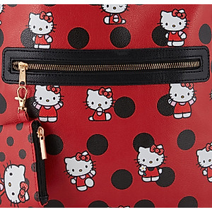 Fast Forward Hello Kitty Allover Leather Backpack - Girls, Boys, Teens, Adults - Officially Licensed Hello Kitty Faux Leather 14 Inch Backpack (Red)