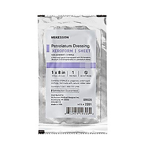 McKesson Xeroform Petrolatum Dressing - Impregnated Gauze Dressings for Burn and Wound Care - 1 in x 8 in, 8 Pack
