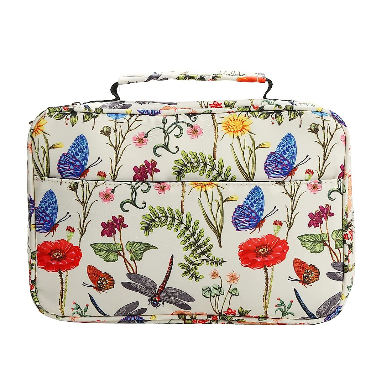 HMZSP Bible Cover Carrying Book Case Church Bag Bible Protective with Handleand Zippered Back Pocket, Gift for Girls Women Mother Men Women Father Kids(White)