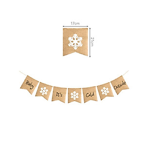 Christmas Banner Baby It's Cold Outside Printed Bunting Banner Christmas Tree Garland Holiday Bunting Home Garden Indoor Outdoor Banner Christmas Home Party Decorations