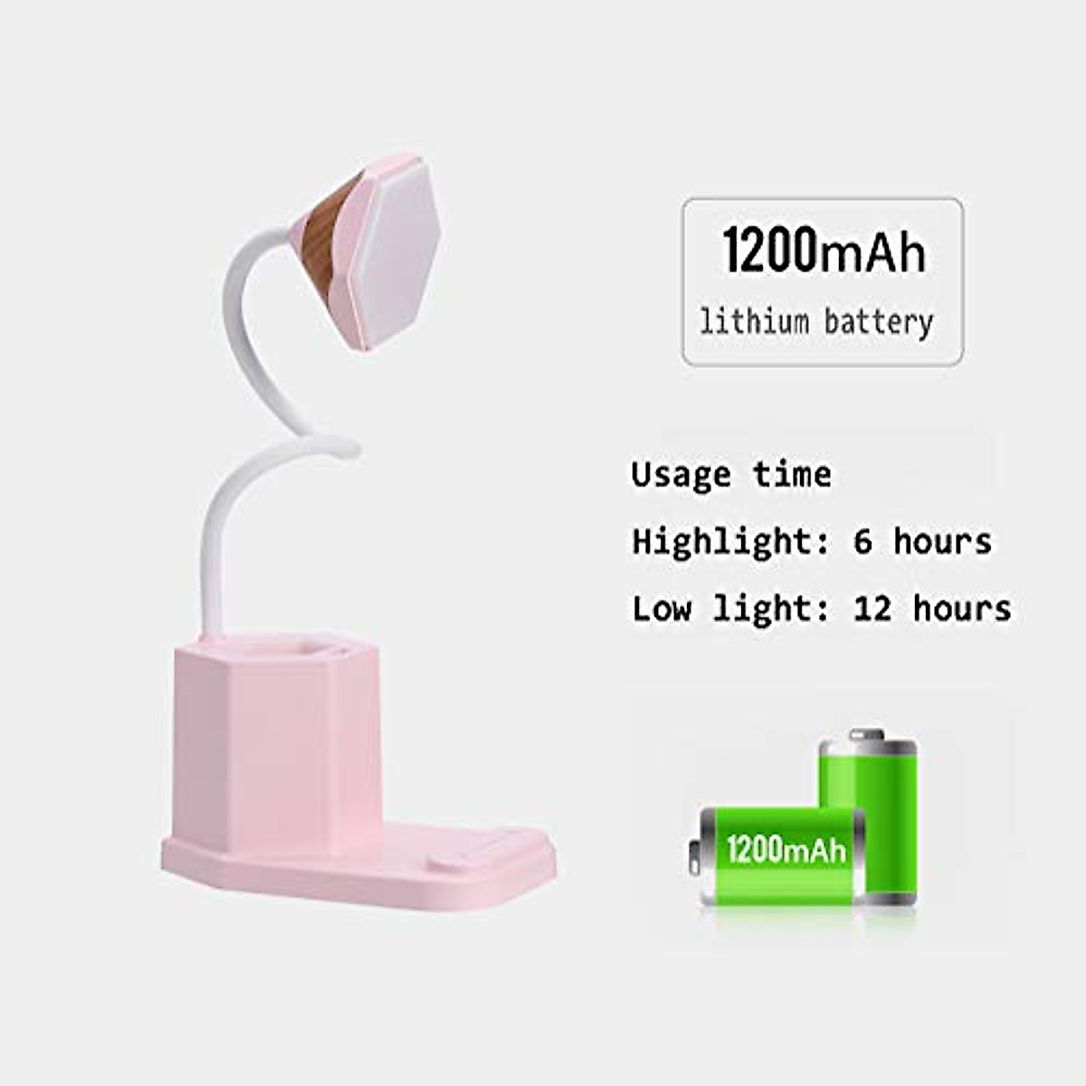 WYZDQ Multifunctional USB Charging Double Touch Student Desktop Pen Holder Desk Lamp LED Soft Night Light 7-Color Atmosphere Light Night Light,Pink