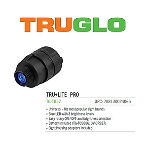 TRUGLO Tru-Lite Pro Durable Versatile Blue LED Sight Light W/3 Adjustable Brightness Levels - Battery & Sight Housing Adapters Included