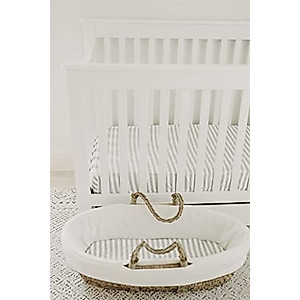 NODNAL CO. 3 Fitted Bassinet Sheets Gray Set Baby Girl/Boy - 100% OEKO-TEX Cotton Gender Neutral Chevron, Polka Dot, Stripe Universal Fit - Cradle/Moses Basket Hourglass, Oval Rectangle Mattress Sheet