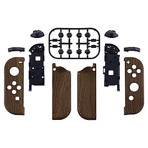 eXtremeRate DIY Replacement Shell Buttons for Nintendo Switch & Switch OLED, Wood Grain Soft Touch Custom Housing Case with Full Set Button for Joycon Handheld Controller - Console Shell NOT Included