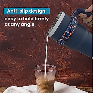 For YETI 30 Oz Tumbler Handle, Handle For YETI 30 Oz Tumbler With Anti-Slip Colorful And Floral Design, Blue,1 Pack