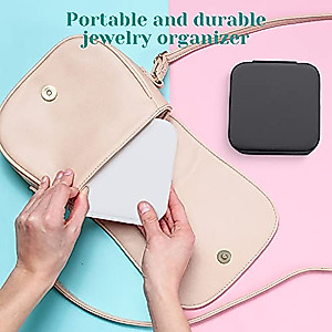 Hicarer 4 Pieces Small Travel Jewelry Boxes PU Leather Jewelry Organizer Box Portable Travel Jewelry Organizer Cases for Rings Earrings Necklace, for Girls Women