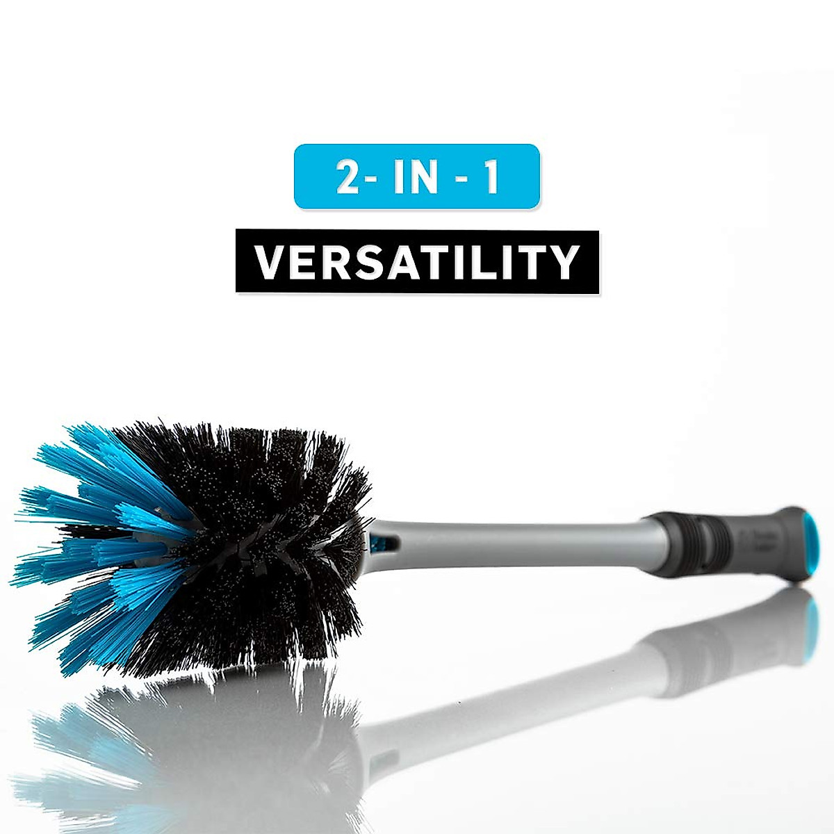 BlenderBottle 2-in-1 Shaker Bottle and Straw Cleaning Brush, 1 Pack & Reusable Silicone Straws for BlenderBottle Shaker Bottles, Black and Blue (2 Pack)