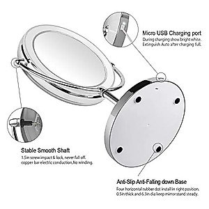 KDKD Lighted Makeup Mirror 1X 7X Magnification Double Sided Round Shape with Base Touch Button, Cordless and Rechargeable