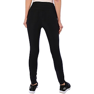 Avalanche Women's Combo Stretch Woven Front Knit Back Slim Fit Hiking Weekend Pant with Pockets Black XL