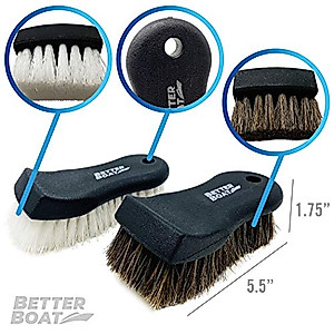 Upholstery Brush Set Carpet Brush Car Cleaning Brush Horse Hair Brush and Car Brush Horsehair Detailing for Car Upholstery Cleaner Leather Brush, Interior, Boat, Couch and Sofa