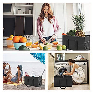 Steranka Extra Large Utility Tote Bag,Large Tote Bag Reusable Grocery Bags Collapsible Tote for Groceries,Storage,Picnic,Beach,Black