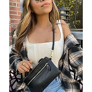 YALUXE Genuine Leather Wristlet Handbags Purses Clutch Pouch Wallet Crossbody Bags for Women