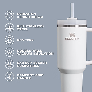 Stanley Quencher H2.0 Tumbler with Handle and Straw 30 oz | Flowstate 3-Position Lid | Cup Holder Compatible for Travel | Insulated Stainless Steel Cup | BPA-Free |Toast