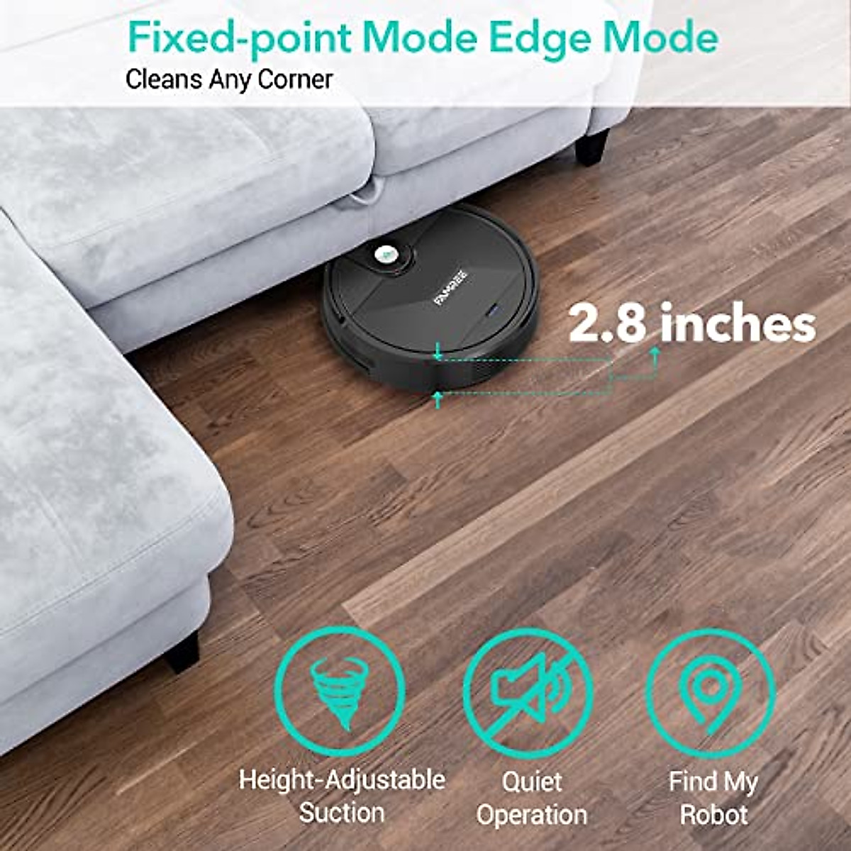 MT-200 Robot Vacuum Cleaner, 1800Pa Strong Suction WiFi/App Self-Charging Robotic Vacuums Quiet Mini Vacuum Cleaner for Pet Hair, Hard Floor, Medium-Pile Carpets