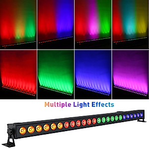 LED DMX Wash Light Bar - 96W 24LEDs RGBA Stage Light Bar Sound Activated Auto Play DJ Light Bar Uplights for Wedding Church Christmas Birthday Party Stage Lighting