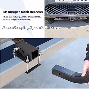 RV Bumper Hitch Receiver 2 inch Fits for 4-4.5 inches Bumper Trailer Cargo Carrier Bike Racks