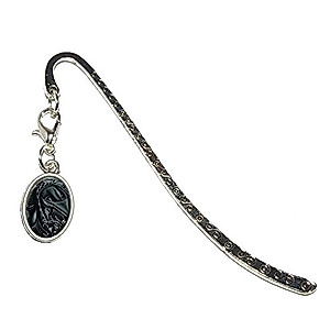 Graphics and More Dragon Black Gray Grey - Fantasy Metal Bookmark Page Marker with Oval Charm