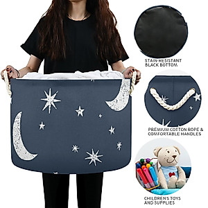 ALAZA Moon Stars and Clouds on The Midnight Sky Storage Basket Gift Baskets Large Collapsible Laundry Hamper with Handle, 20x20x14 in, B06D20005