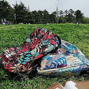 Risefit Water Resistant Drawstring Bag, Gym Bag Sackpack Sports Beach Backpack for Men Women (Blue Leaves)