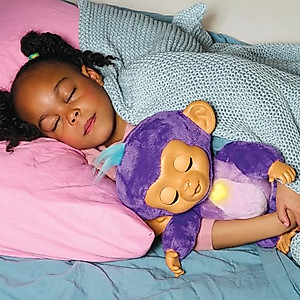 Fingerlings Care ‘n’ Cuddles Interactive Baby Monkey, Sunny (Purple), Toys for 3 Year Olds, 150+ Sounds and Reactions, Heart Lights Up