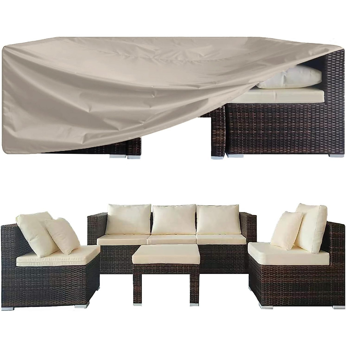 Garden Balsam Waterproof Rectangular Patio Table and Chair Cover Blue Grey 62" L X 42" D X 28" H Outdoor General Purpose Furniture Covers Patio Furniture Set Cover