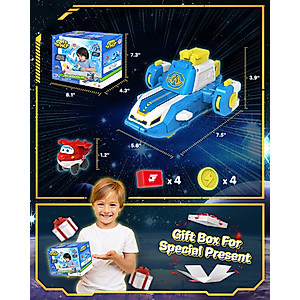 Super Wings Mini World Aircraft Playset, Includes 2" Transform-a-Bot Jett and Gold Coins & Parcels, Preschool Educational Learning Toys for Age 3+, Birthday Gifts for Kids