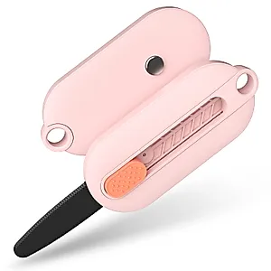 Safe-X Box Cutter Retractable Cute Mini Replaceable Blade Cardboard Cutter Safety Box Opener Tool Perfect for DIY,Work (pink)