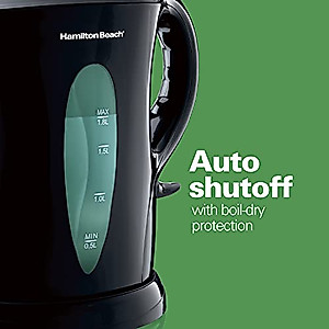 Hamilton Beach Electric Tea Kettle, Water Boiler & Heater, 1.8 L, Cordless, Auto-Shutoff & Boil-Dry Protection, Black (K6080)