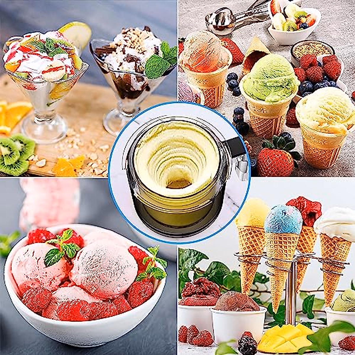 UNDR 2/4/6PCS Creami Deluxe Pints, for Ninja Creami Ice Cream Maker Pints,16 OZ Pint Storage Containers Bpa-Free,Dishwasher Safe Compatible NC301 NC300 NC299AMZ Series Ice Cream Maker,Pink+Blue-2PCS