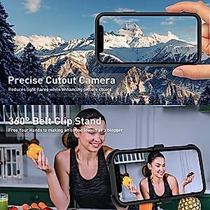 Xmon Case for iPhone 12 and 12 Pro, Heavy Duty Rugged Case Belt Clip Holster Kickstand Protective Cover [Shockproof] Compatible with Apple iPhone 12 and iPhone 12 Pro (Black)