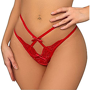 Banamic Women G String Panties Underwear for Ladies Cotton Thongs for Women Red