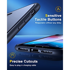 Humixx Shockproof Designed for iPhone SE 2022 Case [8FT Military Grade Drop Protection] [Ultimate Touch Feeling] Translucent Matte Hard Back, Slim Durable Protective Case for iPhone 7/8/SE 4.7" -Black