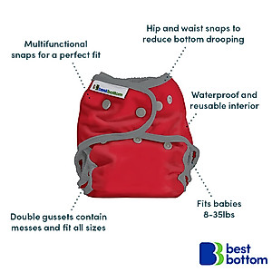 Best Bottom Doppelganger Cloth Diaper Shell-Snap | Reusable Diapers Shell Made Of Durable Waterproof Materials | Eco-Friendly Washable Diapers Saves You Money From Disposable Diapers | PUL Fabric