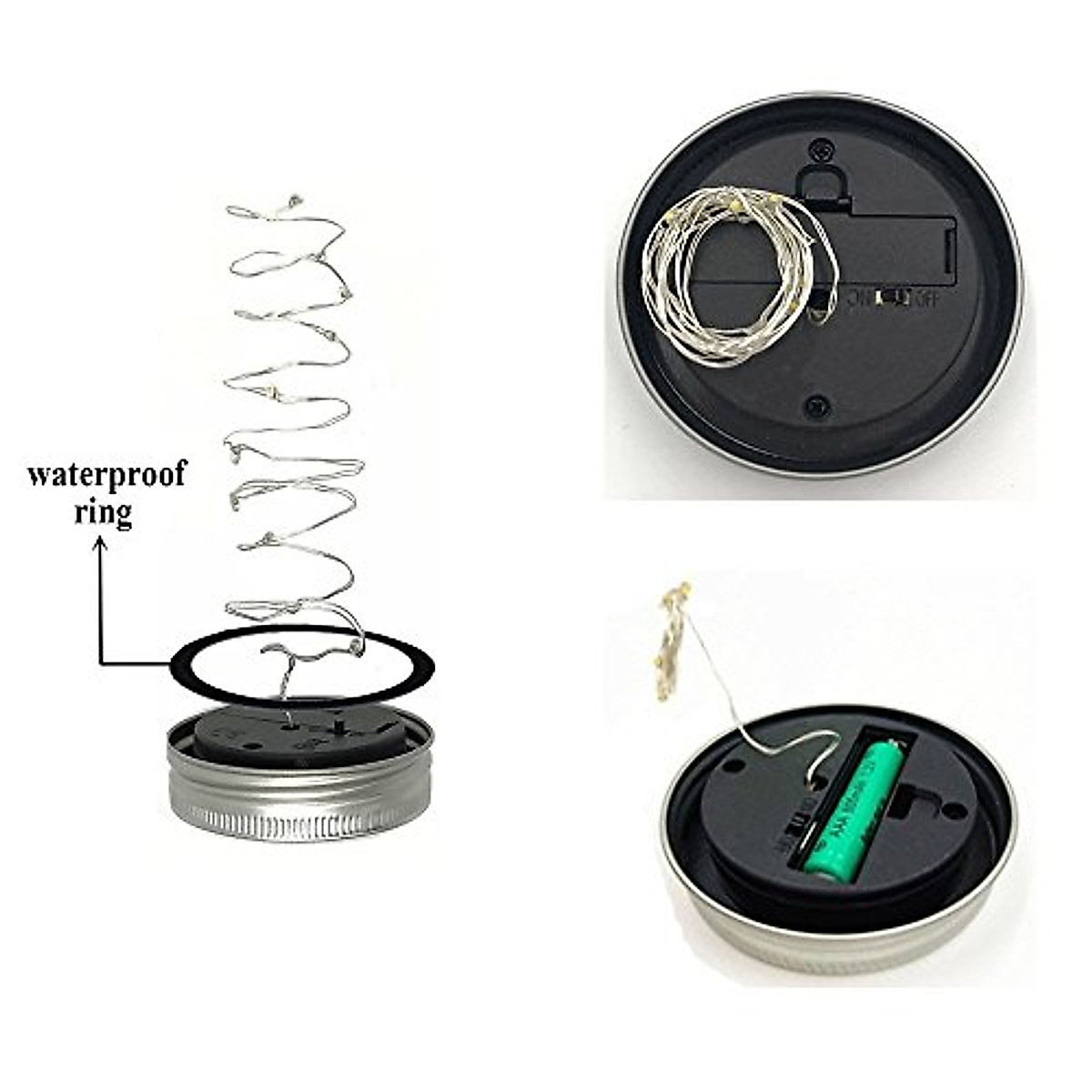 Decorman Solar Mason Jar Lights, 6 Pack Waterproof Fairy Star Firefly Lids String Lights with 6 Hangers for Patio Yard Garden Party Wedding Christmas(Jars Not Included)