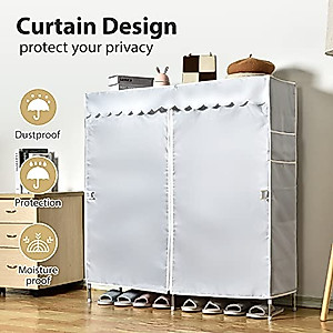 aceyoon 7-Tier Shoe Rack, 30 Pairs of Shoes Double Row Shoe Storage Organizer, Easy Assembly with Nonwoven Fabric Cover Shoe Cabinet for High Heels Boots Mens Shoes 45 x 45 x 11.4 inch (Gray)