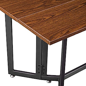 SEI Furniture Driness Drop Leaf Console to Dining Convertible Table, Dark Tobacco, Gunmetal Gray