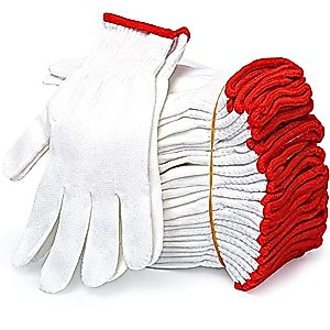 apauls Cotton Work Gloves, 12 Pairs Knitted Lightweight Work Safety Gloves, Elastic Cotton Glove for Painter Mechanic Industrial Warehouse Gardening Construction BBQ