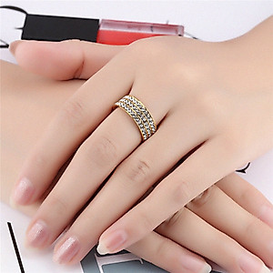 PAURO Women's Stainless Steel 3 Rows Cubic Zirconia Round Cut CZ Ring Promise Wedding Band Silver Size 7