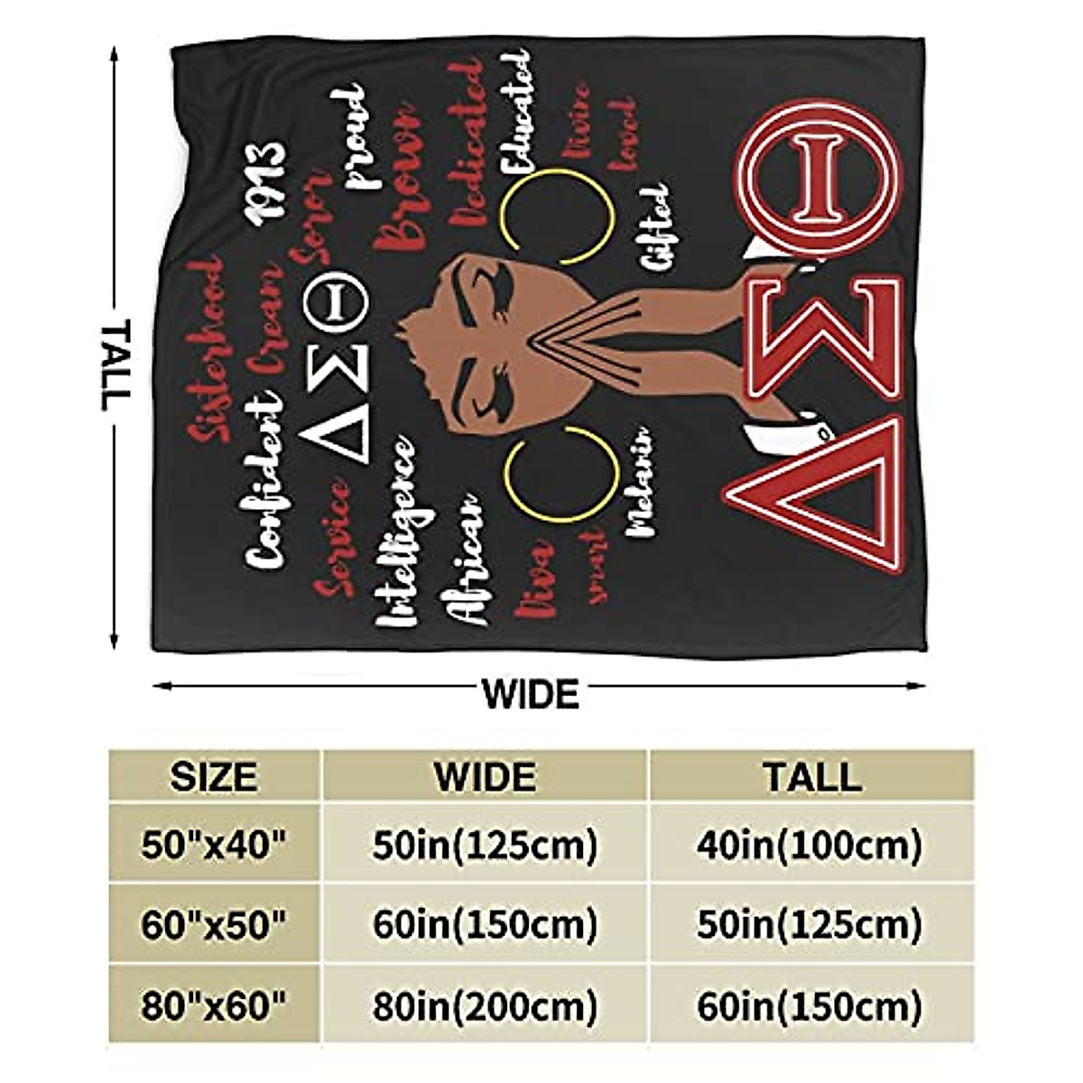 Sorority Gifts Throw Blanket Ultra Soft Fleece Blanket Lightweight Bed Air Conditioner Blanket Quilt Durable Home Decor Blanket Sofa Blanket for All Seasons,50"X40"