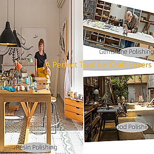 Electric Resin Polishing Machine, Adjustable Speed&Low Noise Resin Sanding and Polishing Kit with 32 PCS Sandpaper Sheets for Wood, Jewel, Plastics and Metal Polishing,DIY Crafts