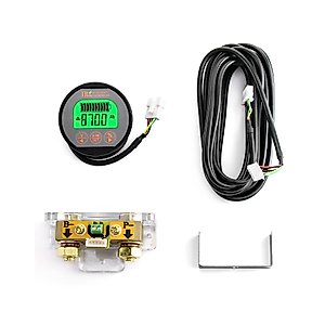 QWORK Battery Monitor Voltmeter Ammeter, Voltage Range 8V-80V and up to 500A, Voltage Current Meter with 13 ft Custom Cable